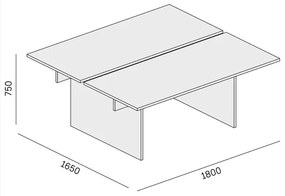 Stůl double SOLID, 1800 x 1650 x 743 mm, dub přírodní