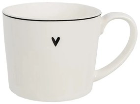 Bílý hrnek s černým srdíčkem Lovely Day - 12*8*7 cm / 275 ml