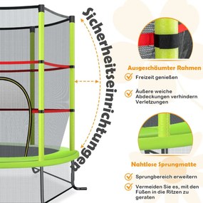 Costway Zahradní trampolína Ø 140 cm s ochrannou sítí trampolína pojme – zelený