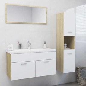 vidaXL Set koupelnového nábytku dřevotříska [3070977] Barva: bílá s vysokým leskem