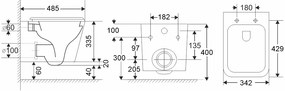 Mereo Mereo, WC komplet pro sádrokarton s příslušenstvím, MM02SETRB
