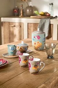 Pip Studio Blooming Tales sada 2ks hrnků 180ml, khaki (Sada 2ks květinových hrnků v dárkové krabičce)