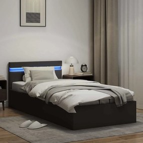 Rám postele LED s úložným prostorem černý umělá kůže 90x200 cm 285540