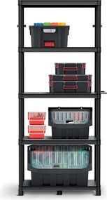 Prosperplast Regál plastový 5 polic STACKARO MIDDLE 74 x 36 x 172,5 cm - černý