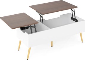 Costway Výškově nastavitelný konferenční stolek se zvedací deskou a 2 skrytými