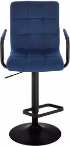 LuxuryForm DESIGN Barová židle VERONA BLACK VELUR na černé kulaté podstavě - modrá