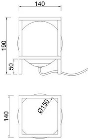 Mantra 7612 Desigual, moderní stolní lampa 1xE27, černý kov/sklo, výška 19cm
