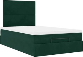 Osmanský rám postele s matracemi tmavě zelená 120x200cm samet 3313394