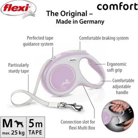Flexi Comfort M pásek 5m růžové / Vodítko