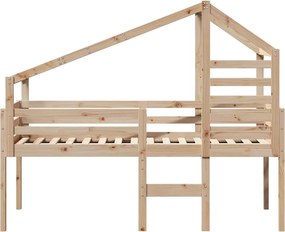 Patrová postel se střechou 75 x 190 cm masivní borové dřevo 3281983