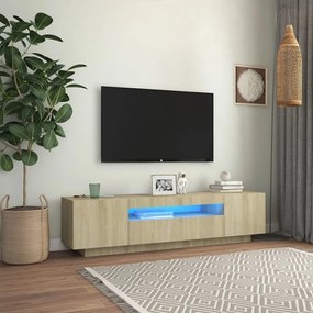 vidaXL TV skříňka s LED osvětlením 160x35x40 cm [815726] Barva: bílá s vysokým leskem