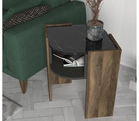 Asir | Odkládací stolek MARBEL 60x48 cm hnědá/černá | AS1221