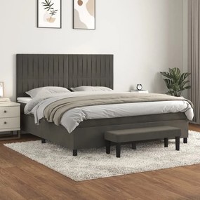 Box spring postel s matrací tmavě šedá 160x200 cm samet 3137972