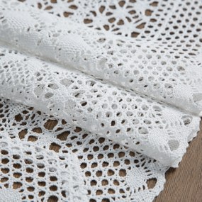 EUROFIRANY AŽUROVÝ BĚHOUN NA STŮL MEGGY 32X180 CM BÍLÝ