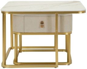 Sada konferenčních stolků Odele 70 cm krémová / zlatá