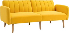 HOMCOM Rozkládací pohovka pro 2 osoby 173x75x73 cm, potažená syntetickým lnem, s nastavitelným 3stupňovým opěradlem a odnímatelnými područkami pro obý