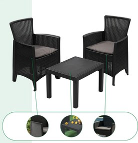 Zahradní set FOREST, 3-dílný, antracitová I.P.A.E-Progarden