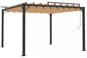 Pergola s lamelovou střechou 3 x 3 m hliník / látka Dekorhome Šedá