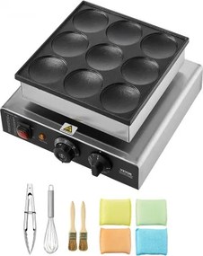 9PCS 76 mm Dutch Pancake Maker Komerční Dorayaki Baker 850 W nepřilnavý