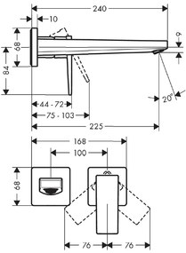 Hansgrohe Metropol- umyvadlová baterie pod omítku, výtok 225 mm, chrom 32526000