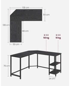 Rohový psací stůl SOLEA černá