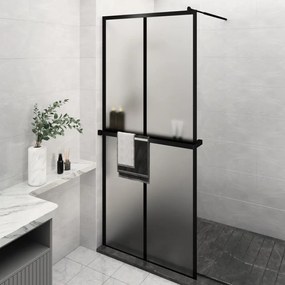 Zástěna do průchozí sprchy s policí černá 100x195 cm ESG/hliník,  3185470