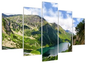 Obraz horské krajiny s jezerem (150x105 cm)