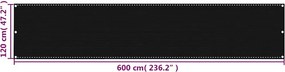 Balkonová zástěna černá 120 x 600 cm HDPE 311039
