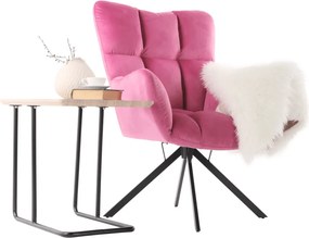 Designové otočné křeslo, růžová Velvet látka / černá, KOMODO
