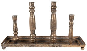 Měděný antik kovový svícen na úzké svíčky – 42x11x24 cm