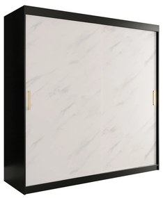 Šatní skříň MARMUR T Abika 200/200/62 barevné provedení: černý mat-bílý mat