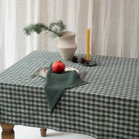 Lněný ubrus 140x200 cm Forest Green Gingham – Linen Tales