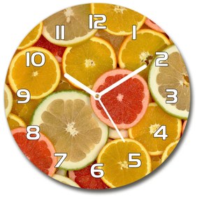 Wallmuralia Skleněné hodiny kulaté Citrusové ovoce fi 30 cm