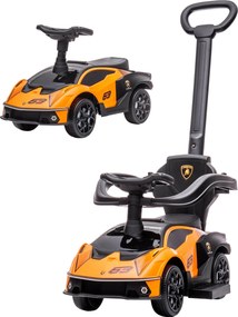 AIYAPLAY 2-v-1 Lamborghini Essenza SCV12 Dětské Odpojovací Auto 12-36 Měsíců S Tlačítkem A Odnímatelnou Rukojetí 86.5x40x89.5 cm Oranžové a Černé | Ao