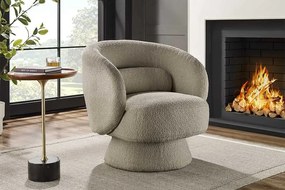 Designové otočné křeslo Herning taupe bouclé