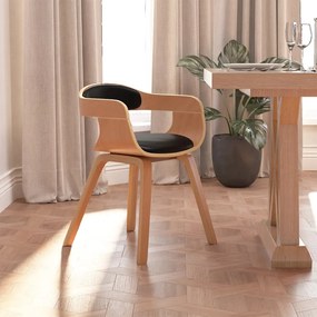 Jídelní židle černá ohýbané dřevo a umělá kůže