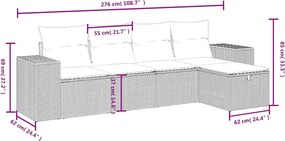 5dílná zahradní sedací souprava s poduškami černá polyratan 3264391