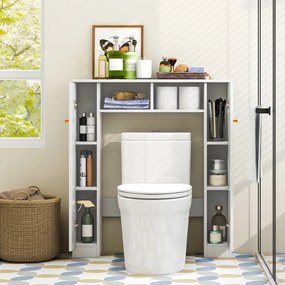 Costway WC skříňka se 2 otevřenými přihrádkami a 4 nastavitelnými policemi