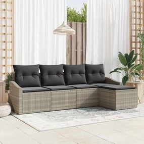 Set pohovek 5 ks Světle šedá polyratan 3355351