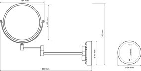 Sapho Sapho, Závěsné kosmetické zrcadlo, průměr 140mm, oboustranné, chrom, XP012CH