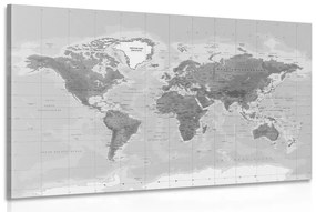 Obraz nádherná černobílá mapa světa - 120x80 cm