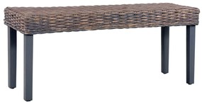 Lavice 110 cm šedá přírodní kubu ratan a masivní mangovník - Default Title