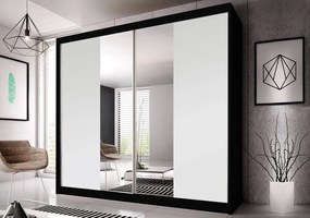 Eoshop Šatní skříň Queen 38 (233 cm), Černá / Bílá se zrcadlem