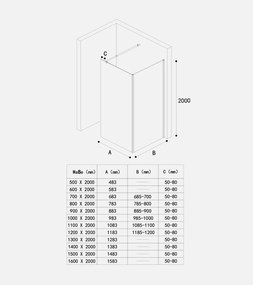 design sprchový kout WALK-IN DOPORRO BREMEN L 70-140cm