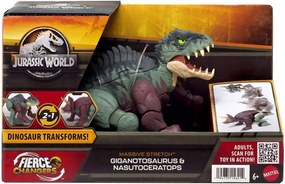 Mattel jurský svět dinosaurus 2 v 1 gigantosaurus a nasutoceratops, hpd34