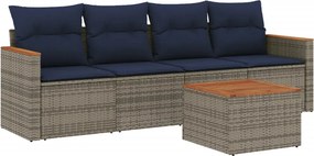 5dílná zahradní sedací souprava s polštáři šedá polyratan 3225781