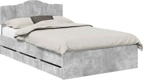 Rám postele s čelo Betonově šedá 135 x 190 cm Inženýrské dřevo 3413015
