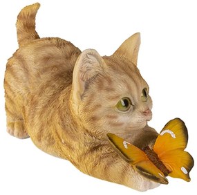 Dekorativní soška kočky s motýlkem – 19x8x10 cm