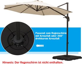 Outsunny Zátěž na deštníky Outsunny, 4dílný stojan na deštníky, lze naplnit 80 kg vody nebo 120 kg písku, HDPE, černá, 100 x 100 x 9,5 cm | Aosom