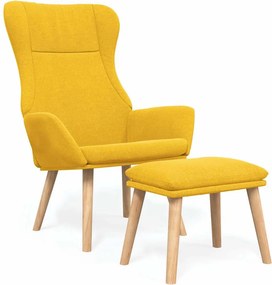 Relaxační křeslo s podnožkou hořčicově žluté textil 3097889